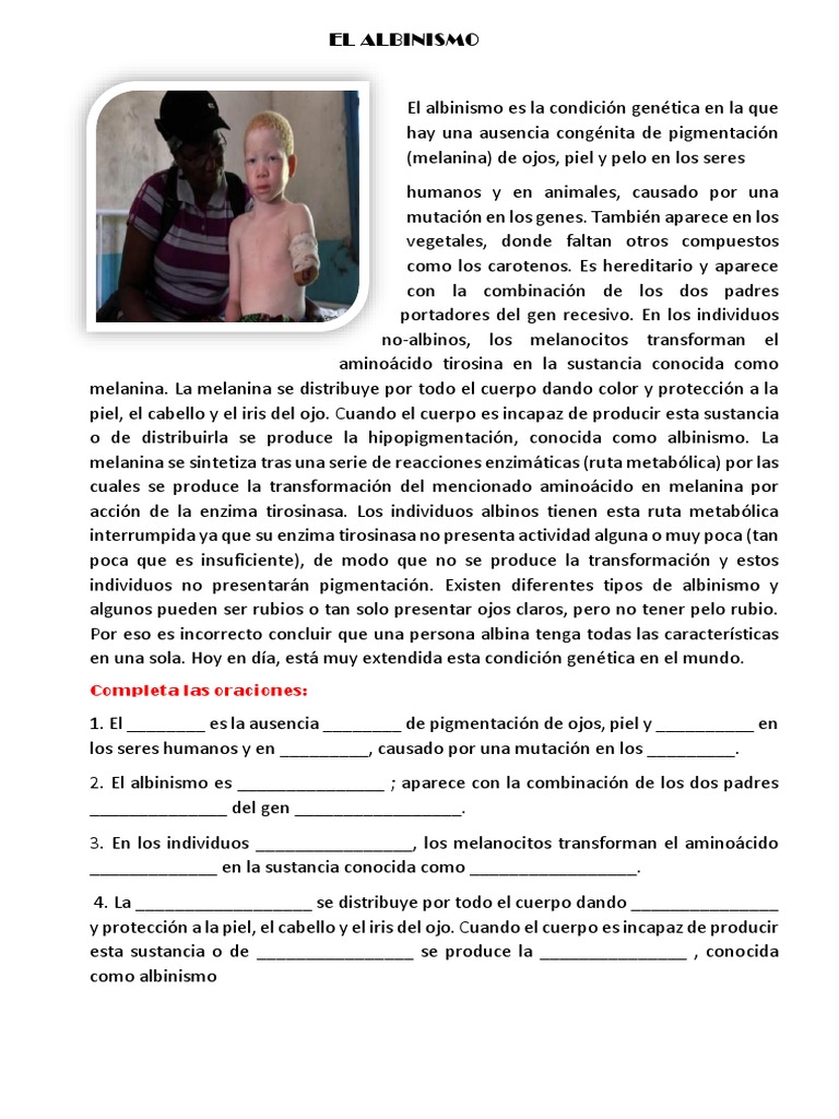 El Albinismo | PDF | Bioquímica | Biología