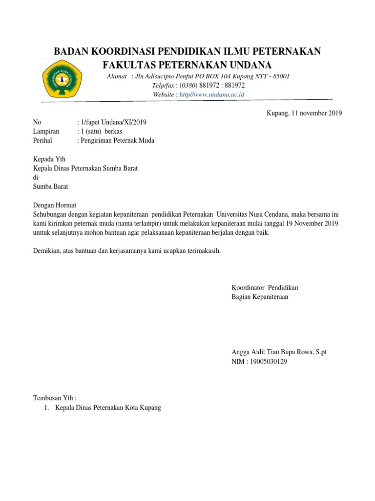 Contoh Surat Dinas Peternakan | PDF Contoh Surat Dinas Peternakan | PDF
