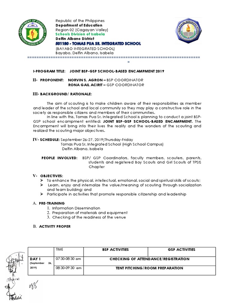 BSP Program Proposal | PDF | Scouting | Youth Movements