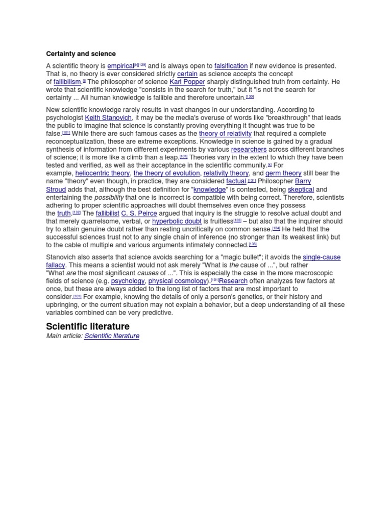 Certainty and Science | PDF | Science | Justification