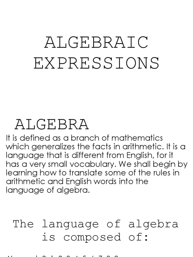 Verbal Statements in Algebraic Expressions | PDF | Arithmetic | Bracket