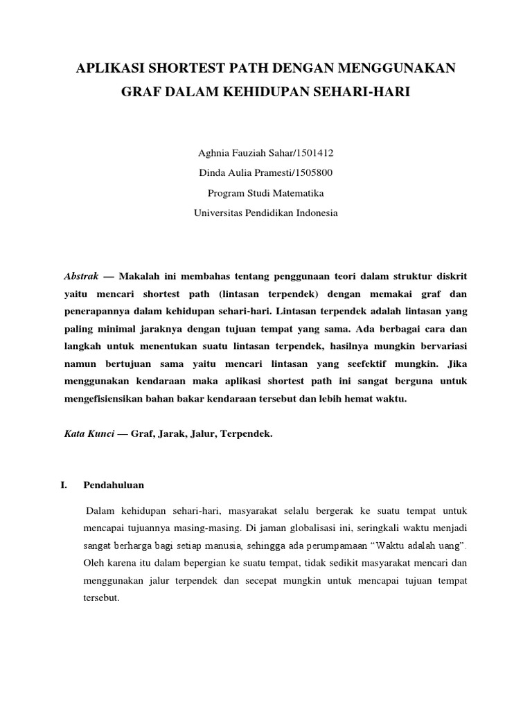 Aplikasi Shortest Path Dengan Menggunakan Graf Dalam Kehidupan Sehari ...