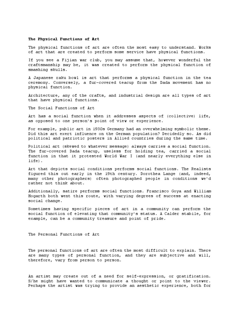 The Physical Functions of Art | PDF | Psychological Concepts | Psychology