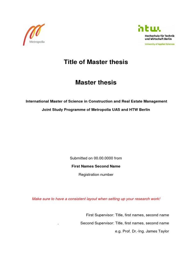 Master Thesis Guidelines for Construction Management | PDF | Citation ...