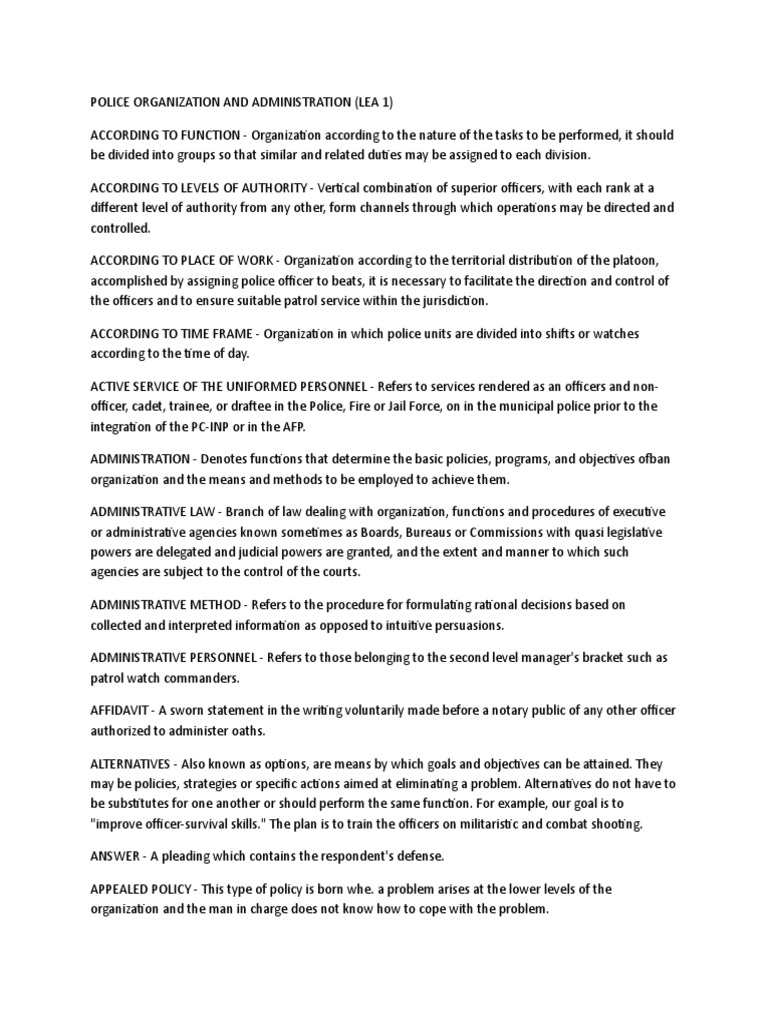 Definition of Terms Lea 1 | PDF | Police Officer | Police