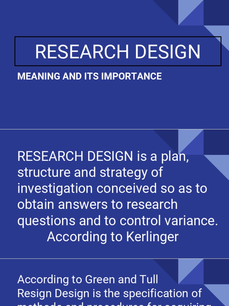 Research Design: Meaning and Its Importance | PDF | Research Design ...