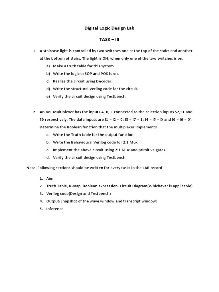 Digital Logic Design Lab Guide | PDF