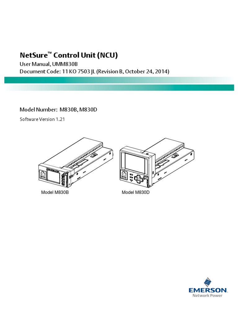 Netsure Control Unit (Ncu) : User Manual, Umm830B Document Code: 11 Ko ...