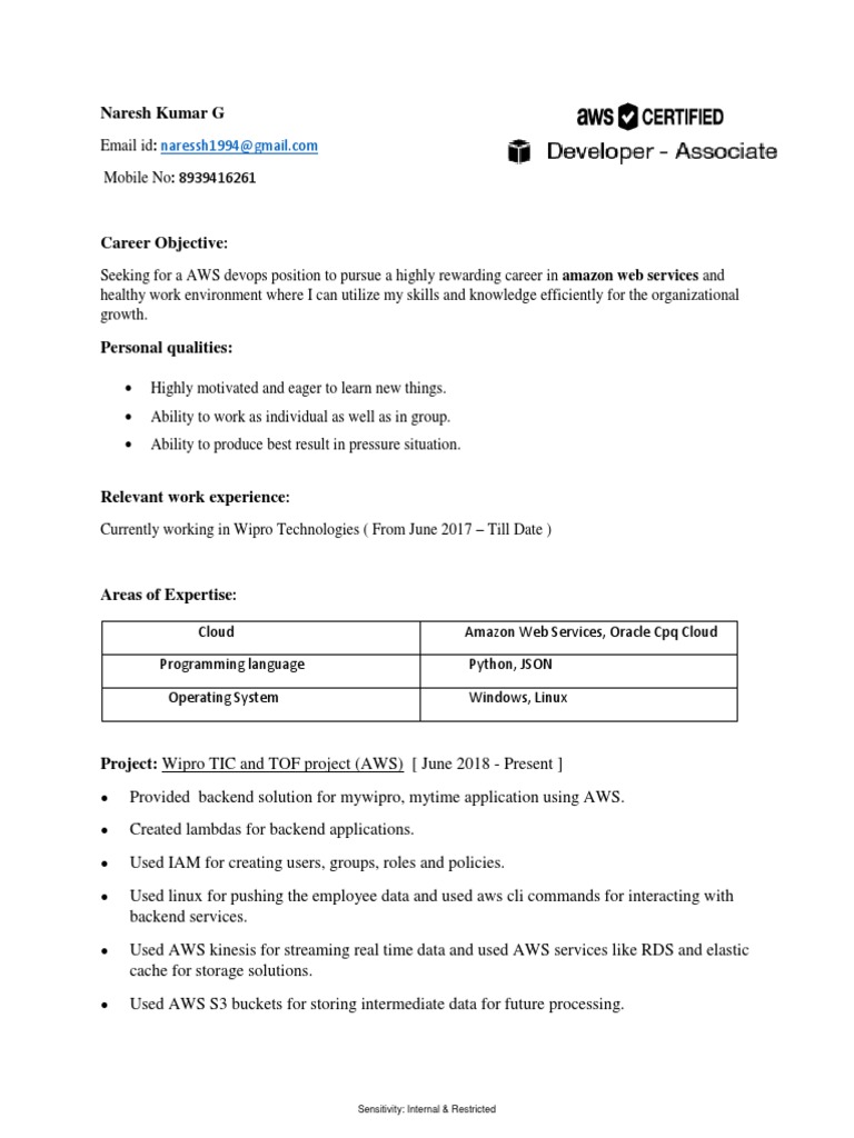 AWS DevOps Resume | PDF | Amazon Web Services | Cloud Computing