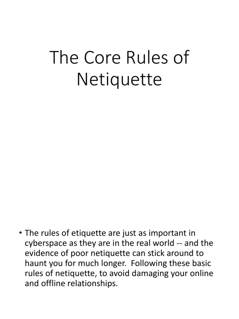 The Core Rules of Netiquette: Basic Guidelines for Online Etiquette | PDF