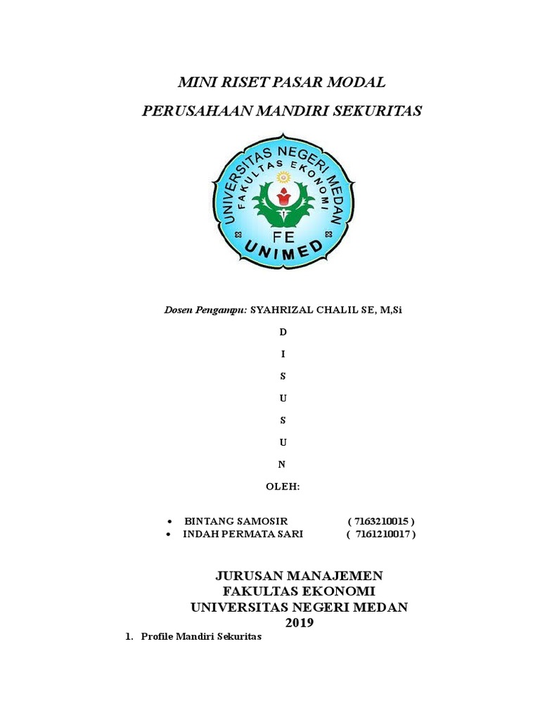 Mini Riset Pasar Modal | PDF | Pengelolaan Keuangan & Uang