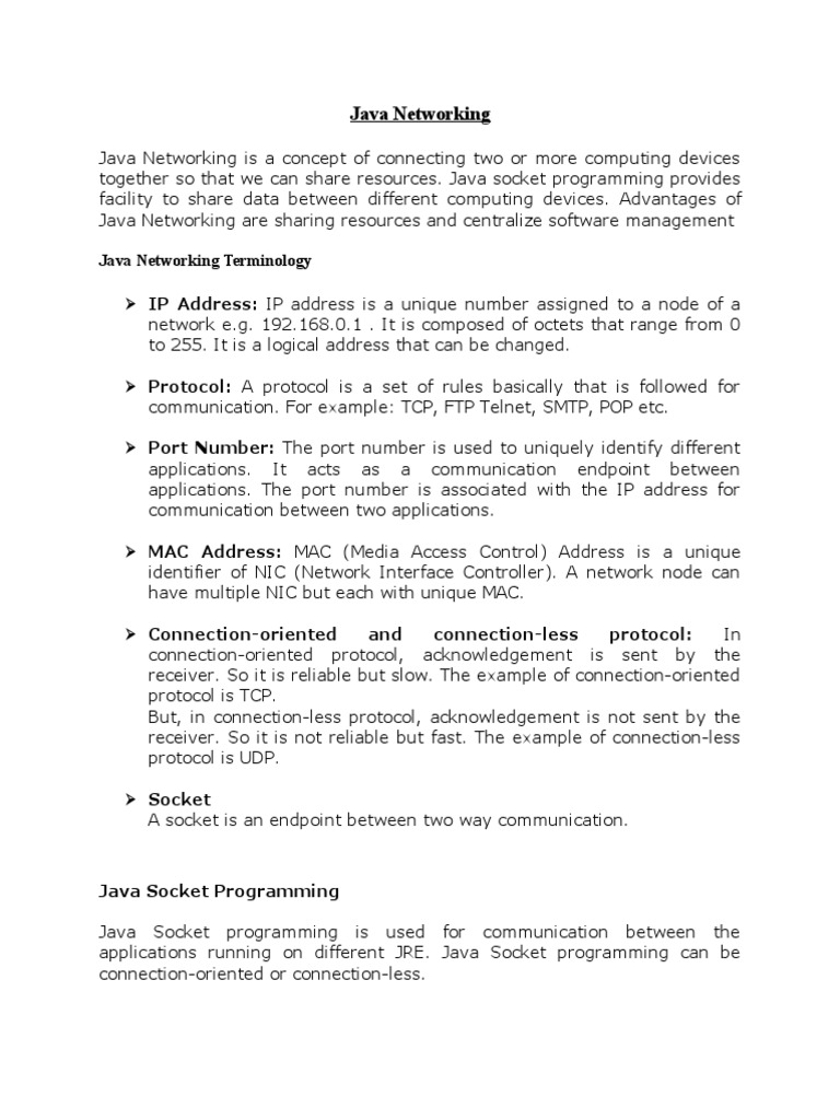 Java Networking | PDF | Network Socket | Port (Computer Networking)