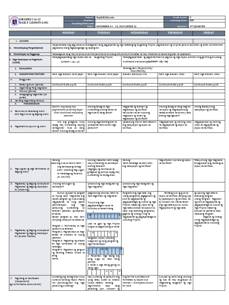 DLL - Esp 5 - Q3 - W3 | PDF