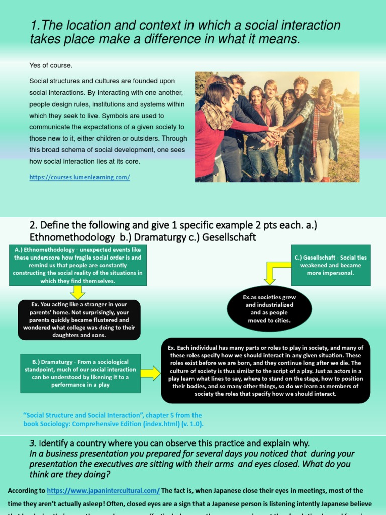 1.the Location and Context in Which A Social Interaction Takes Place ...