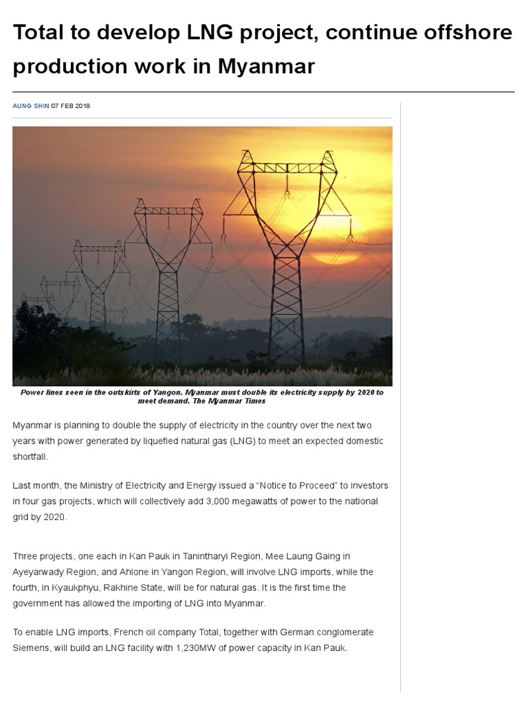 LNG Myanmar Projects 2019 | PDF | Liquefied Natural Gas | Myanmar