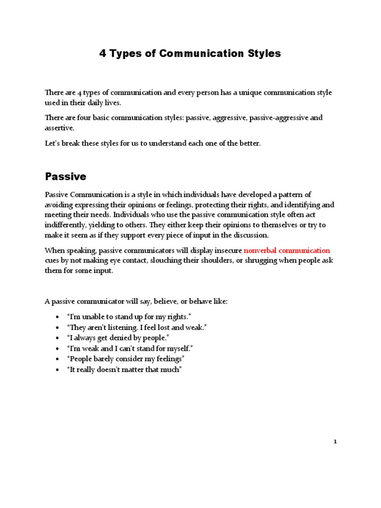 4 Types of Communication Styles | PDF | Anger | Communication