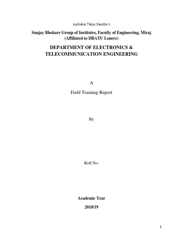 Field Training Report: Electronics Engineering | PDF | Computers