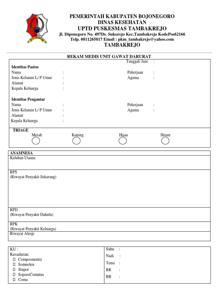 Form Triase Igd Puskesmas | PDF