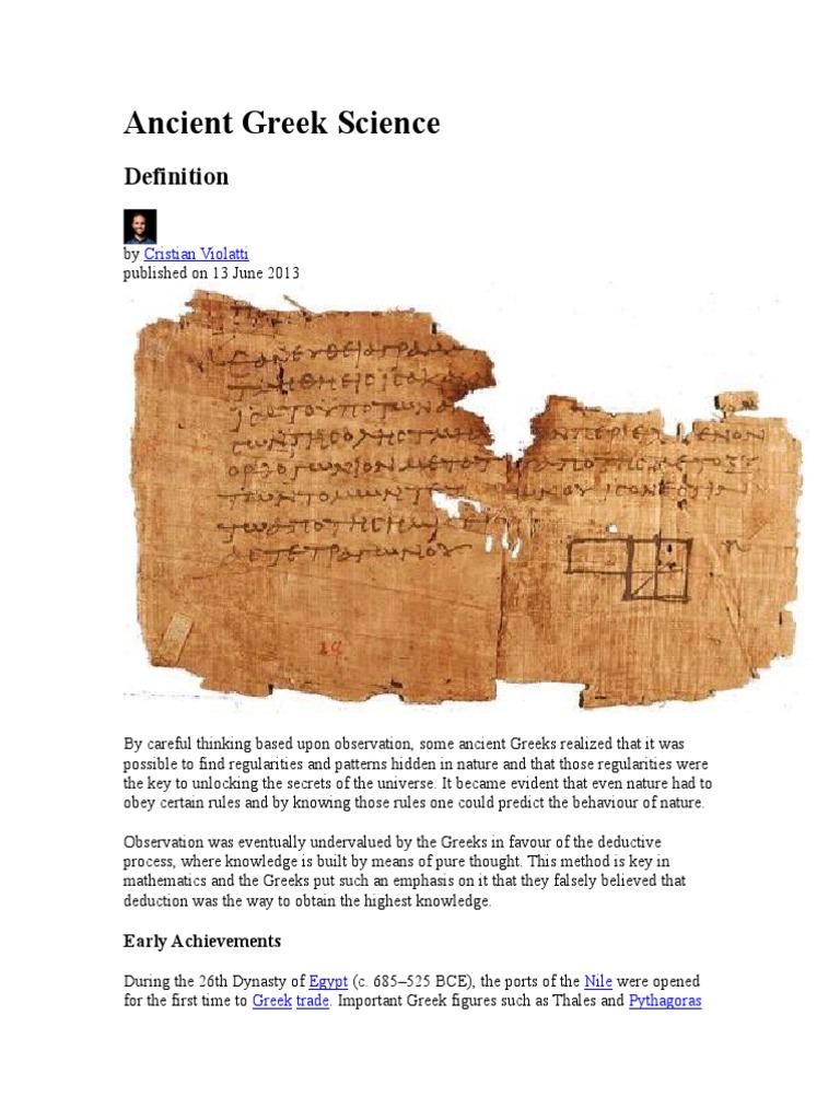 Ancient Greek Science: Cristian Violatti | PDF | Logic | Theory