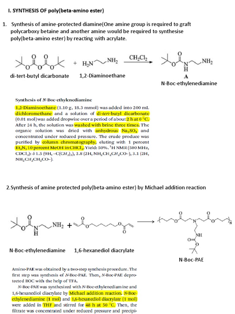 Synthesis of Poly(beta-Amino Ester) | PDF