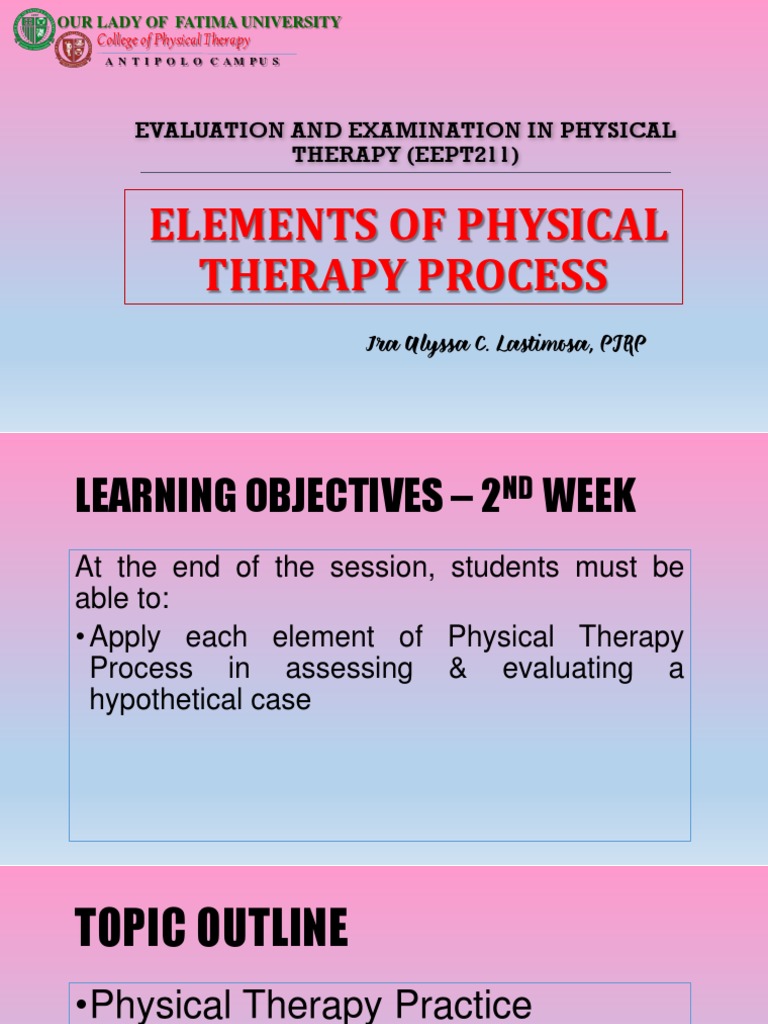 Week 2 - Elements of Physical Therapy Process | PDF | Physical Therapy ...