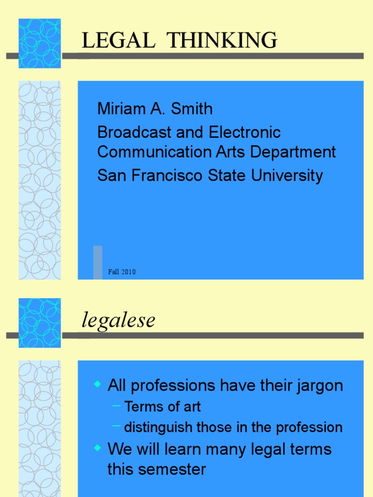 Legal Thinking: Miriam A. Smith Broadcast and Electronic Communication ...