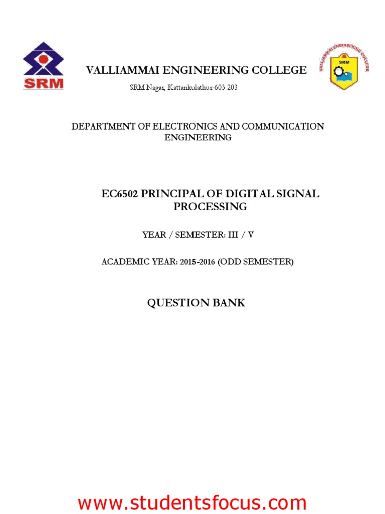 EC6502-Principal of Digital Signal Processing - 2013 - Regulation PDF | PDF | Discrete Fourier ...