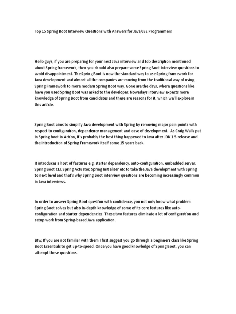 Spring Interview Questions | PDF | Spring Framework | Booting