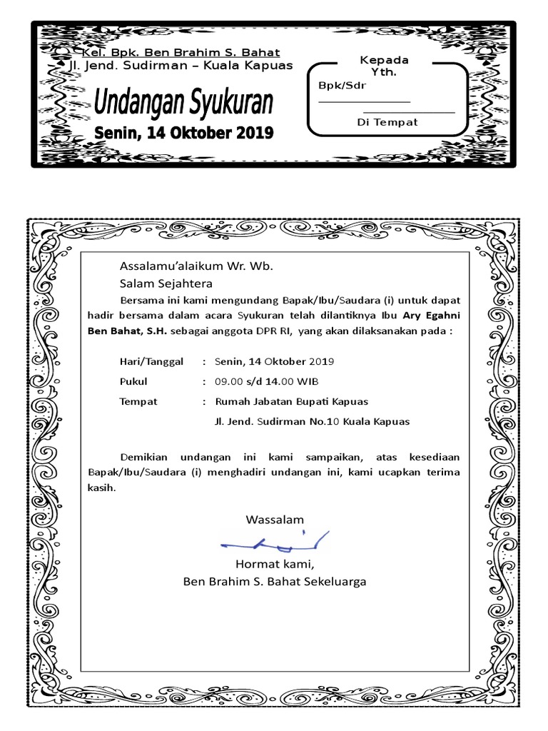 Konsep Undangan Syukuran | PDF