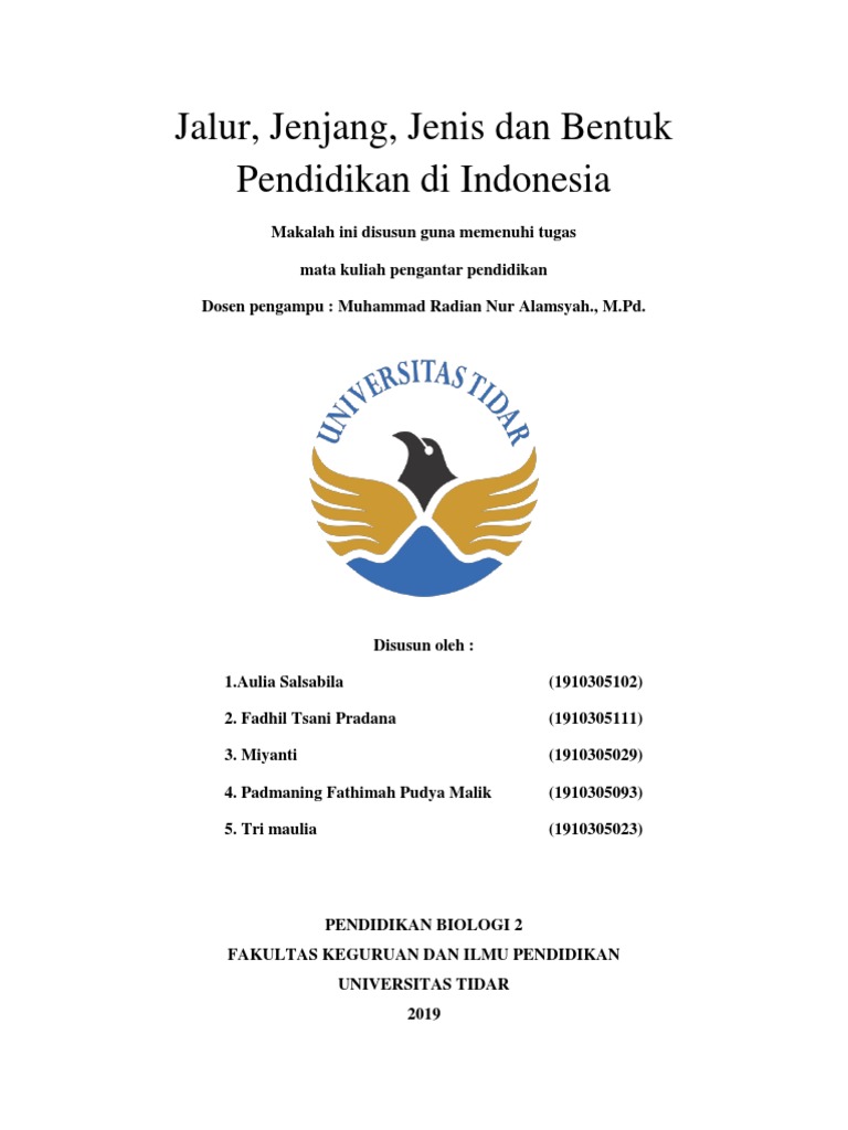 Jalur, Jenjang, Jenis Dan Bentuk Pendidikan | PDF
