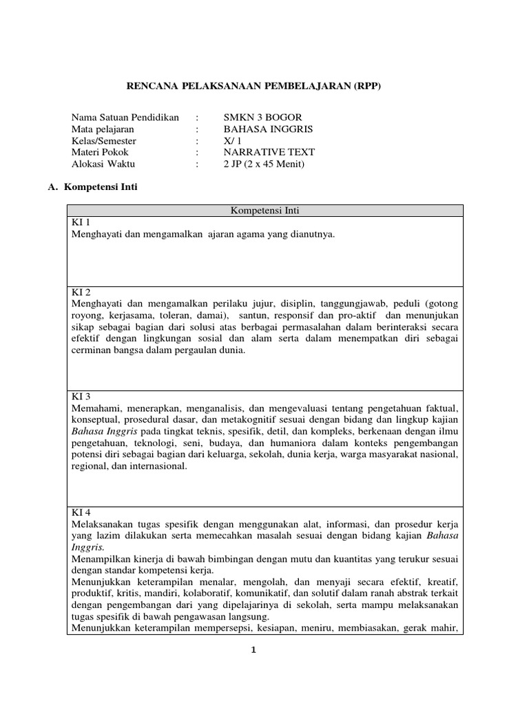 RPP 3.8 Narrative Text | PDF