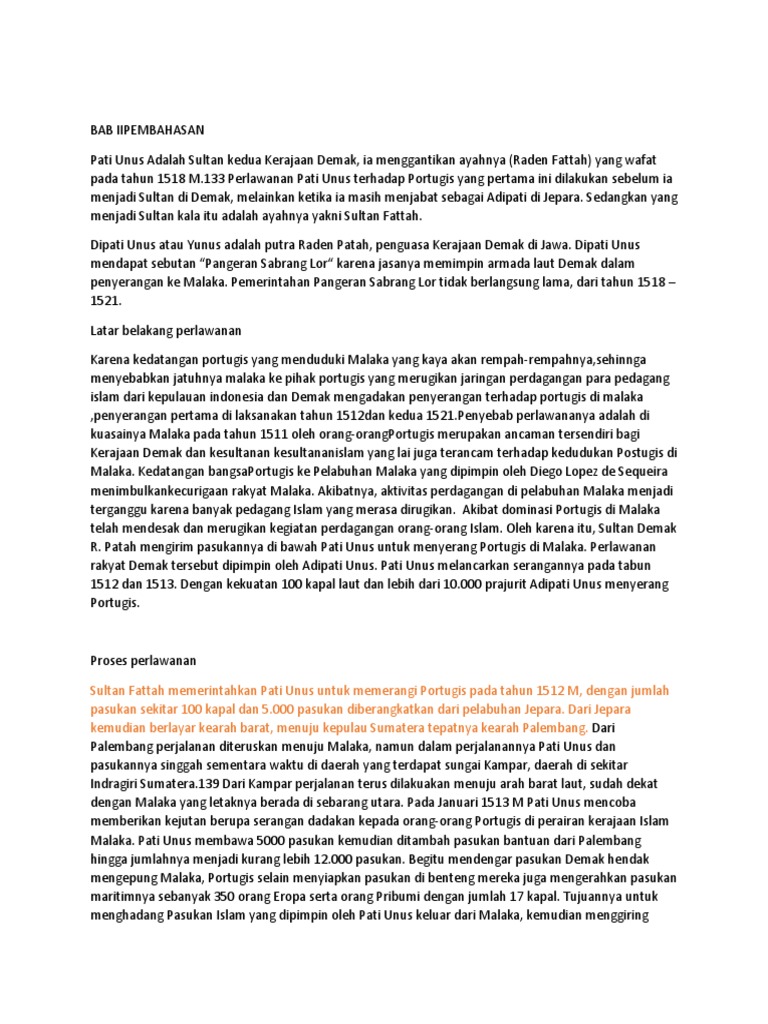 Perlawanan Adipati Unus | PDF | Klasik
