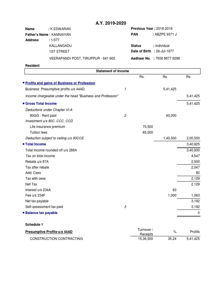Total Income Statement | PDF | Tax Deduction | Income