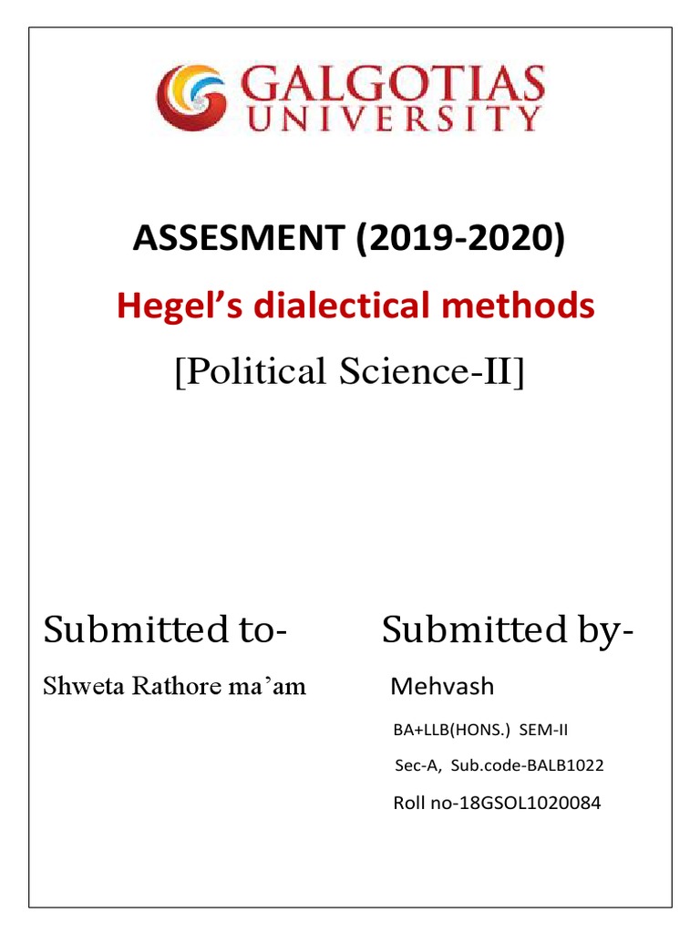 Hegal Synopsis Pol | Download Free PDF | Dialectic | Georg Wilhelm ...