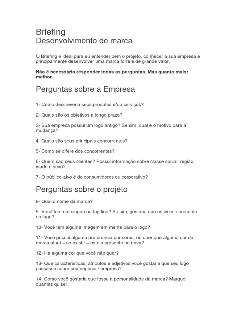Briefing - Logo e Identidade Visual | PDF