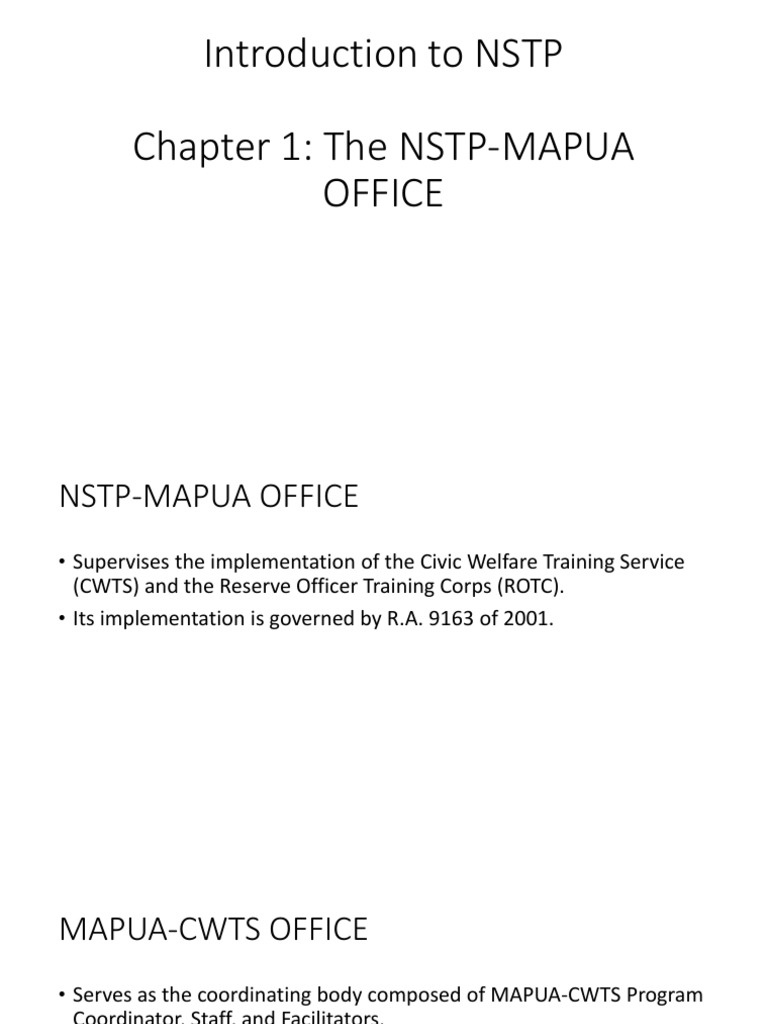 Overview of NSTP-MAPUA Programs | PDF | Educational Technology ...