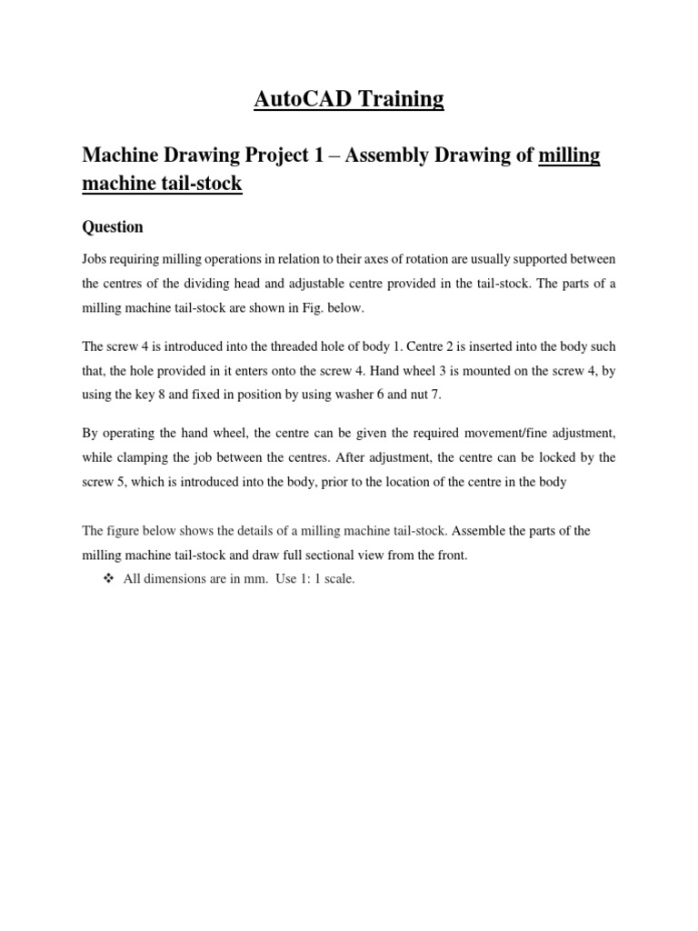 Machine Assembly Drawing Project 1 | PDF