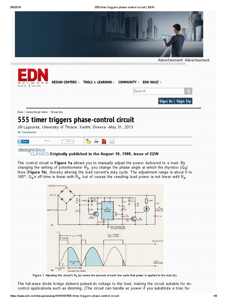 555 Timer Triggers Phase-Control Circuit - EDN Triac | PDF | Rectifier ...