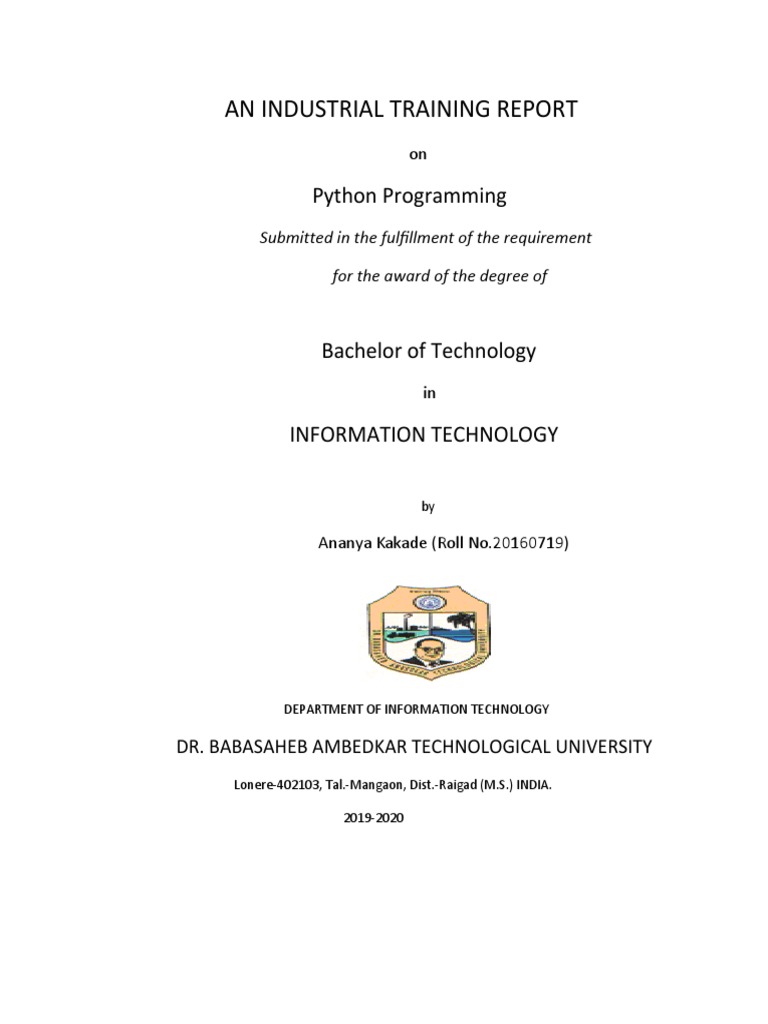 An Industrial Training Report PDF | PDF | Class (Computer Programming ...
