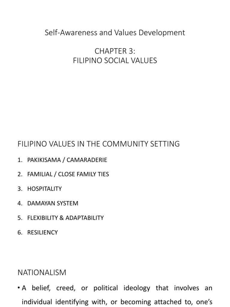 NSTP CWTS Chapter 3 Filipino Social Values | PDF | Social Science
