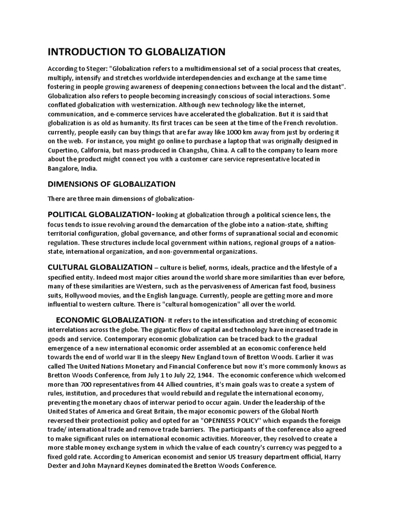 Introduction To Globalization | PDF | Bretton Woods System ...
