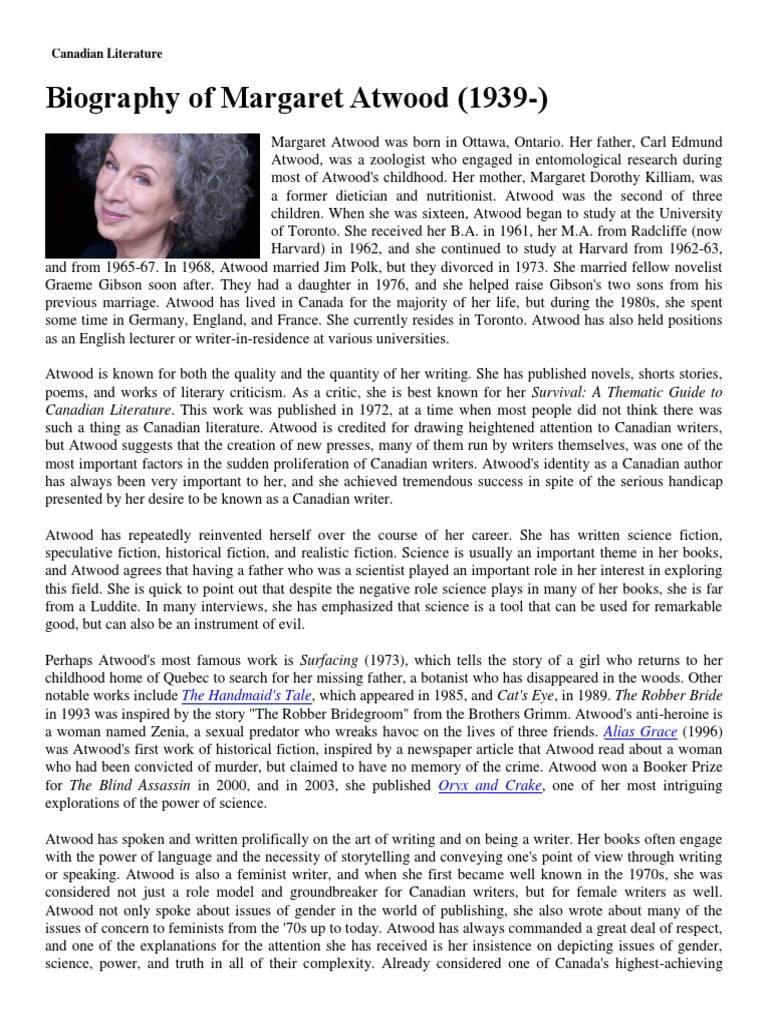 Margaret Atwood Biography | PDF