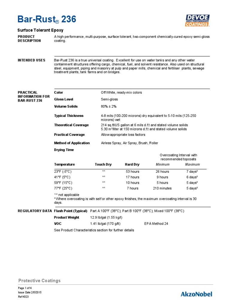 Devoe Bar-Rust 236 Specs | PDF | Paint | Epoxy