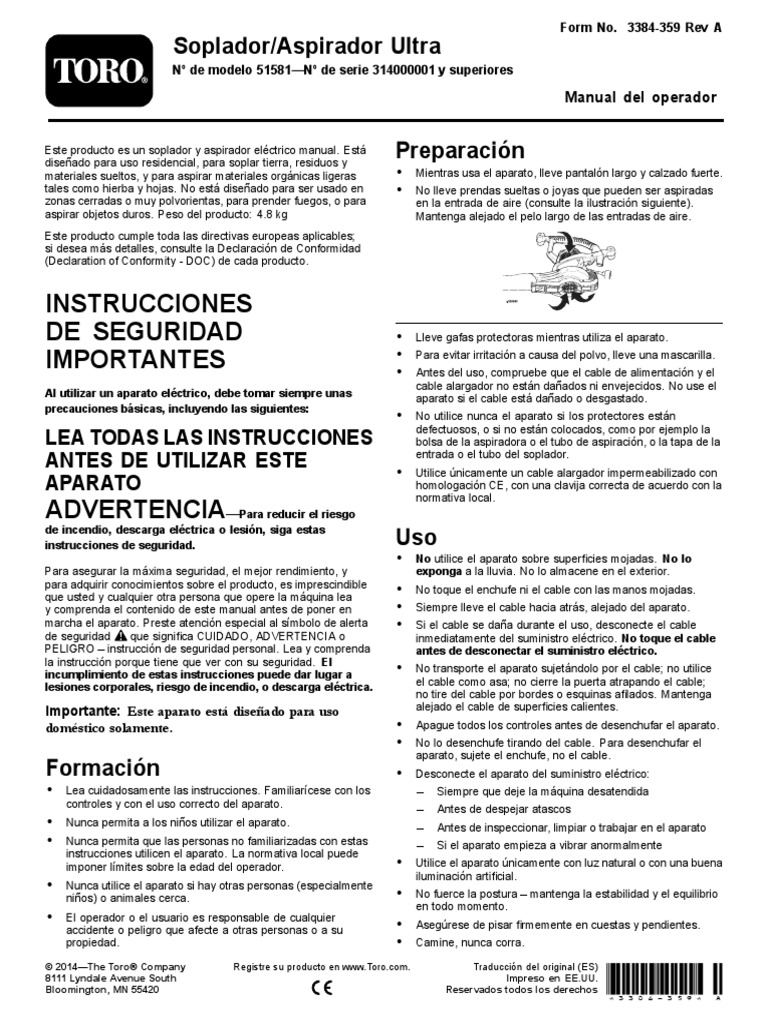 Soplador Manual | PDF | Residuos | Enchufes y tomas de corriente alterna