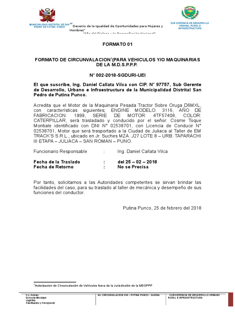 Formato de Salida de Maquinaria | PDF | Vehículos | Equipos de construcción