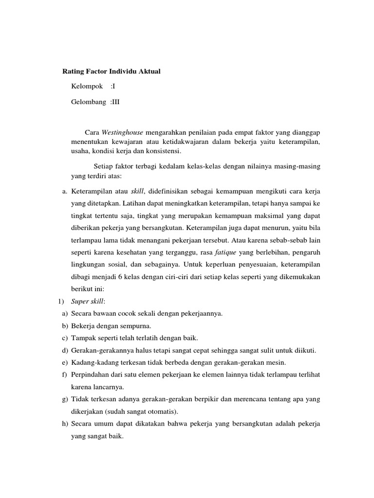 Contoh Pengisian Rating Factor | PDF