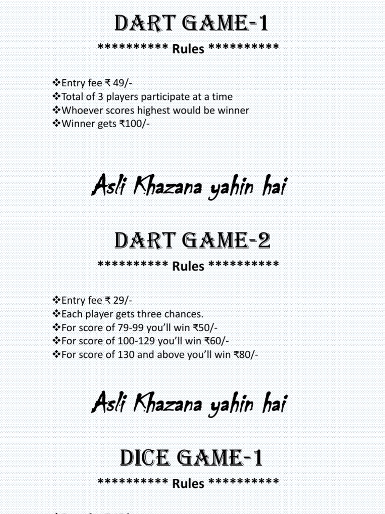 Rules : Dart Game-1 | PDF