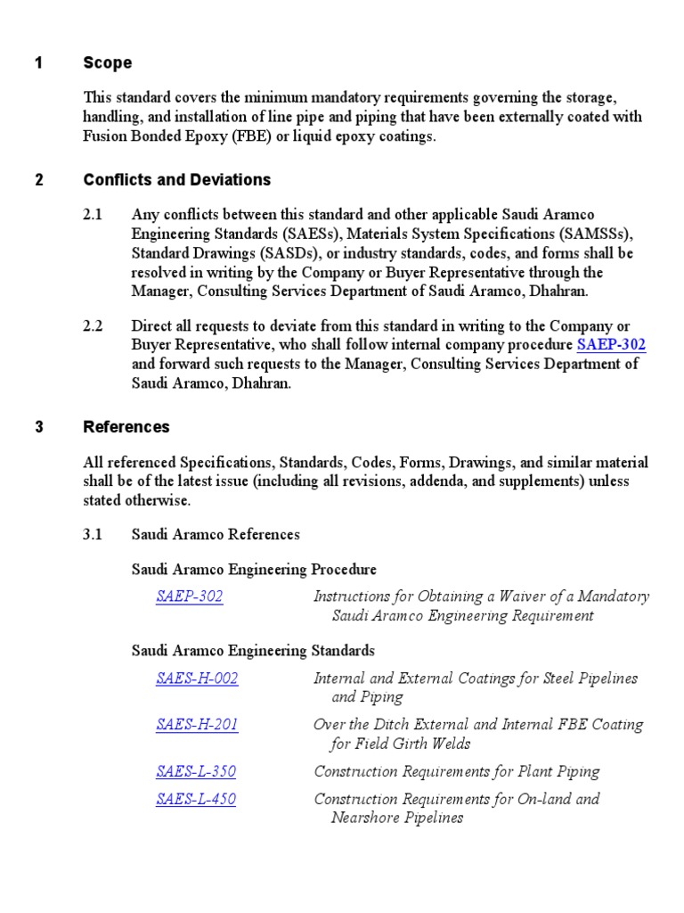 1 Scope: SAEP-302 | Download Free PDF | Epoxy | Pipe (Fluid Conveyance)