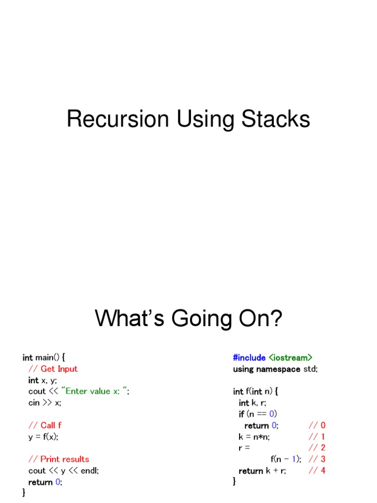 Recursion Using Stacks | PDF | Subroutine | Theoretical Computer Science Recursion Using Stacks | PDF | Subroutine | Theoretical Computer Science