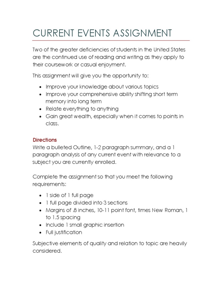 Current Events Assignment | PDF | Computers